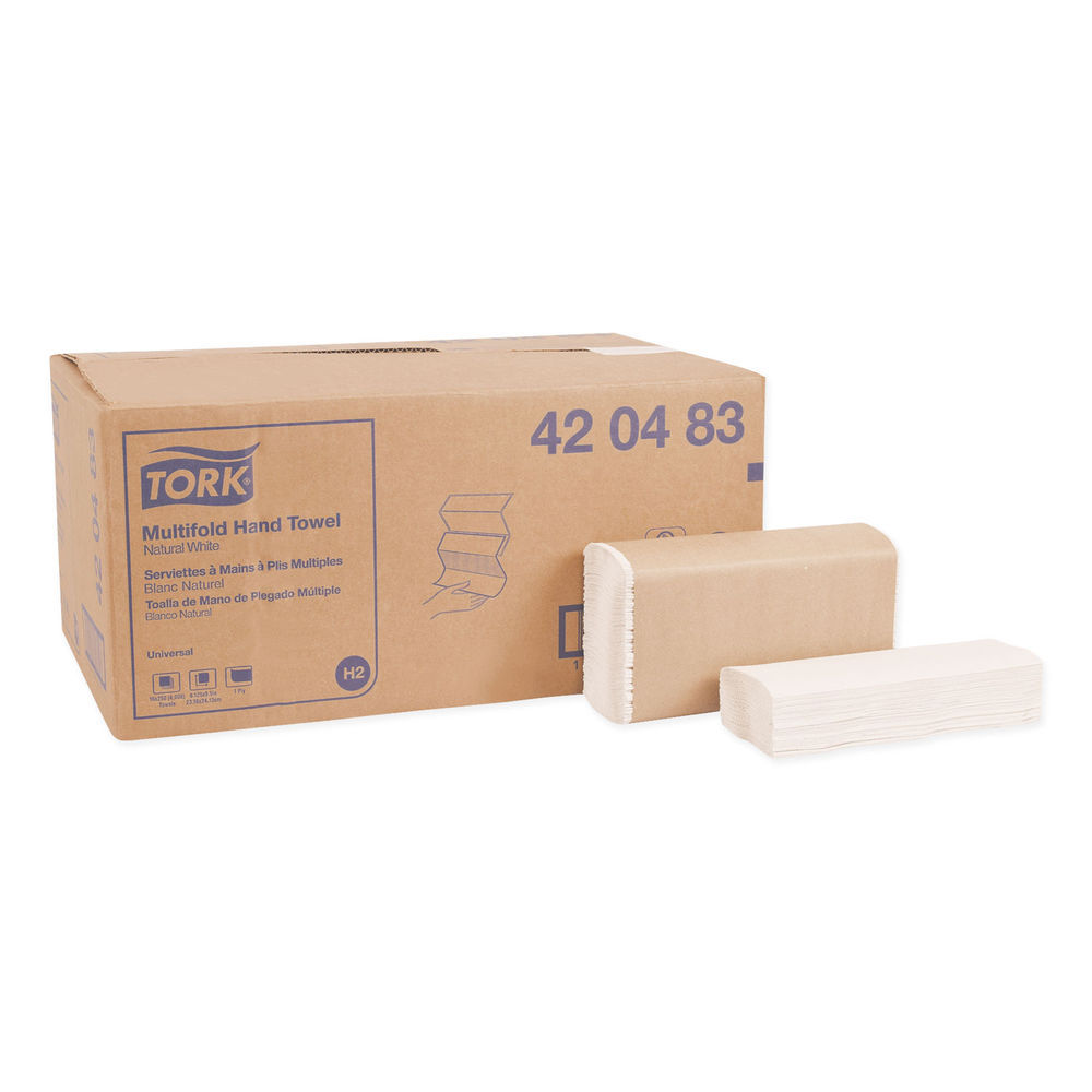 ESSITY Multifold Towels, 1-Ply, 9.13 x 9.5, Natural White, 250/Pack, 16 ...