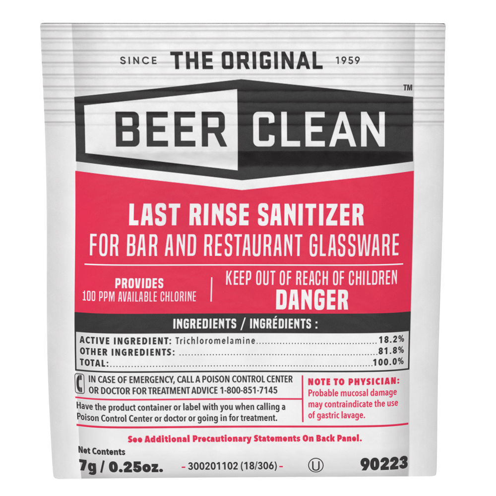 Diversey Beer Clean Last Rinse Glass Sanitizer, Powder, 0.25 Oz Packet ...