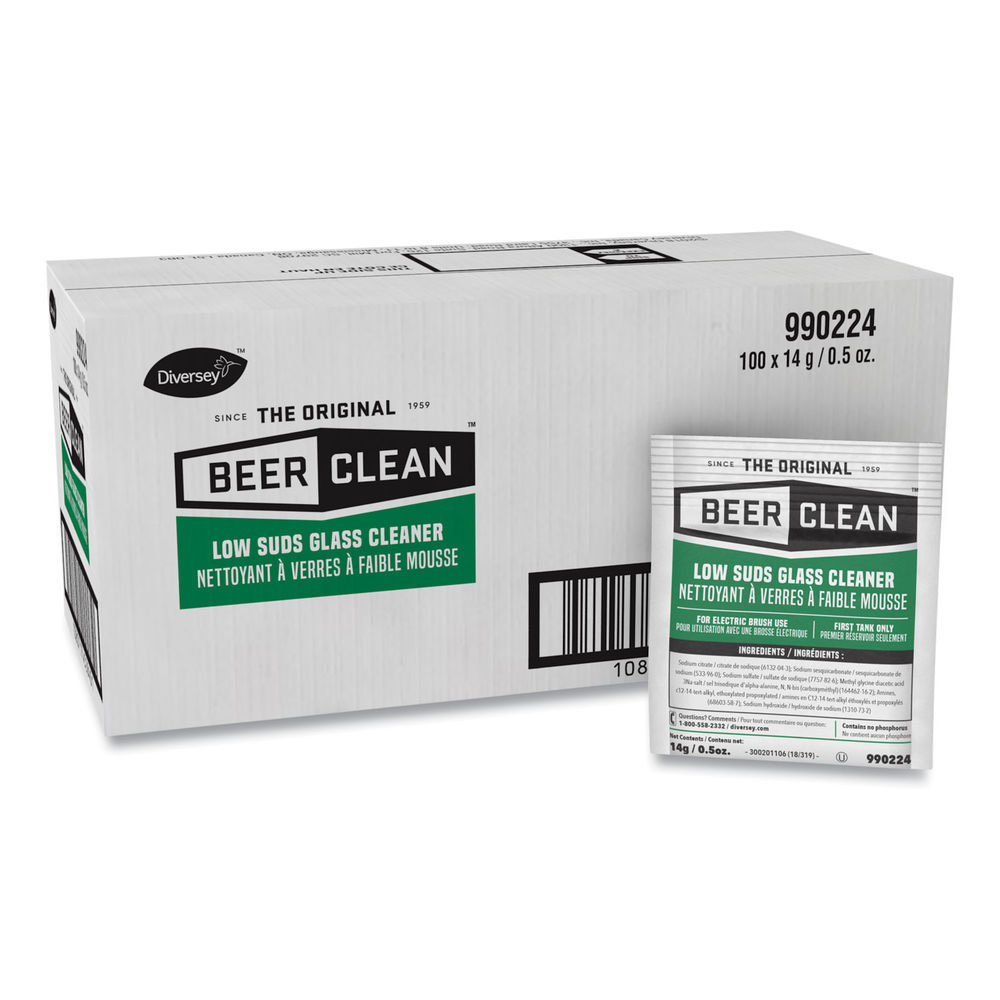 Diversey Beer Clean Glass Cleaner, Powder, 0.5 Oz Packet, 100/carton ...