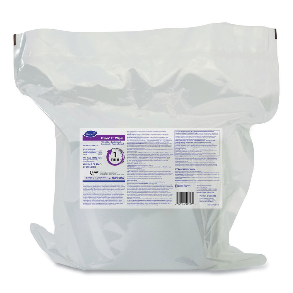 Diversey Oxivir TB Disinfectant Wipes Refill, 11 x 12, Unscented, White ...