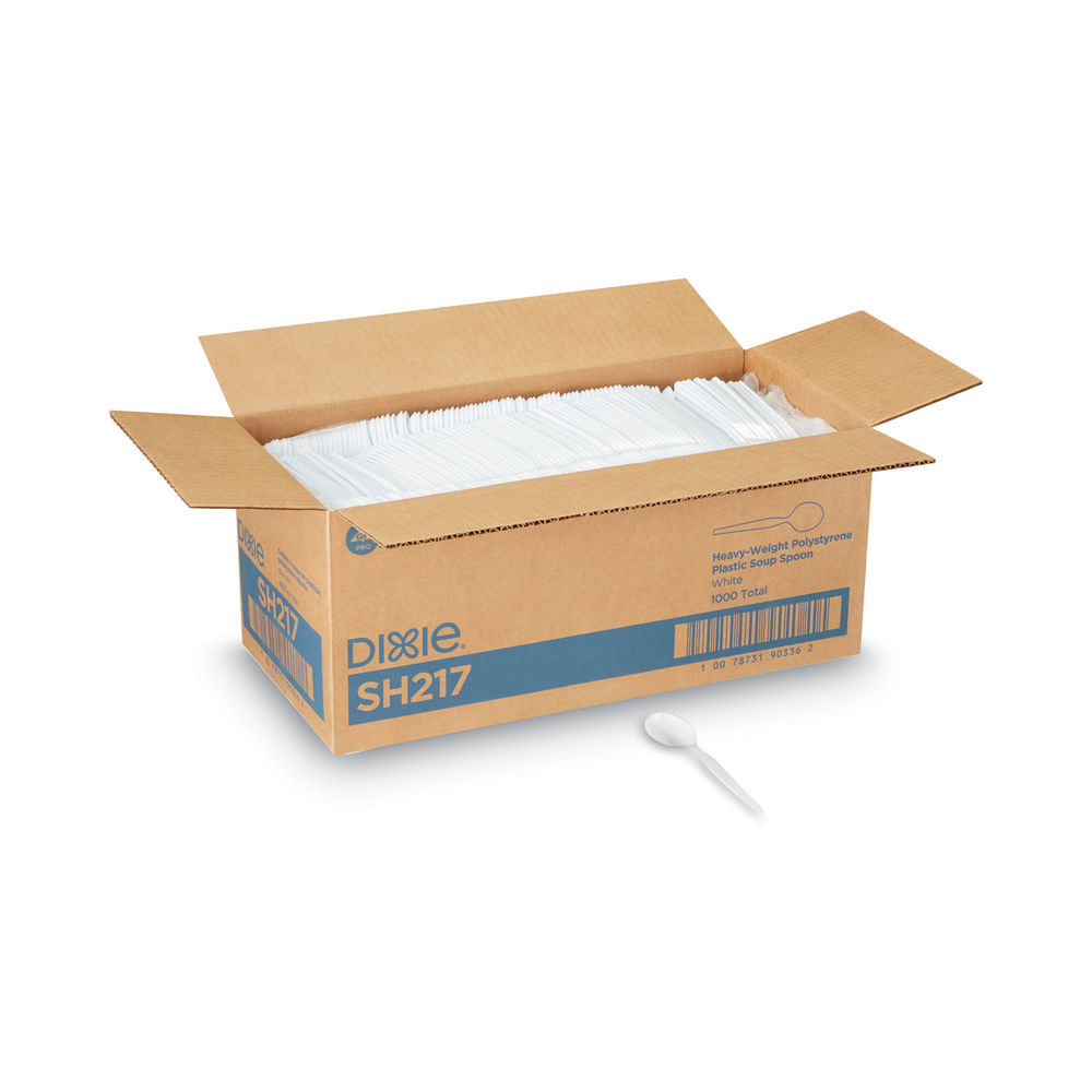 Dixie Plastic Cutlery, Heavyweight Soup Spoons, White, 1,000/carton ...