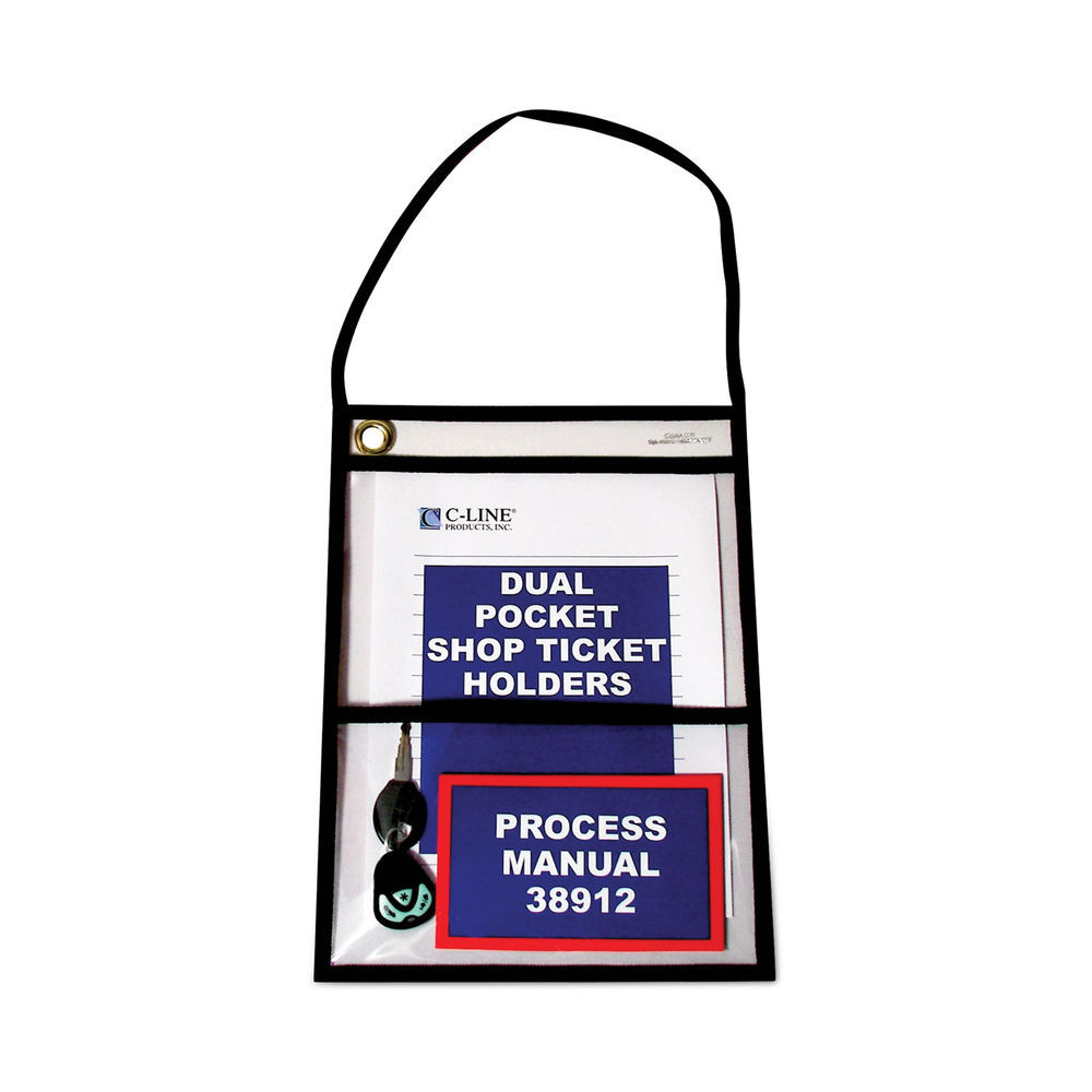 C-Line 2-Pocket Shop Ticket Holder w/Setrap, Black Stitching, 150-Sheet ...