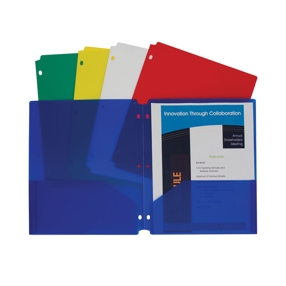C-Line Two-Pocket Heavyweight Poly Portfolio Folder, 3-Hole Punch, 11 X ...