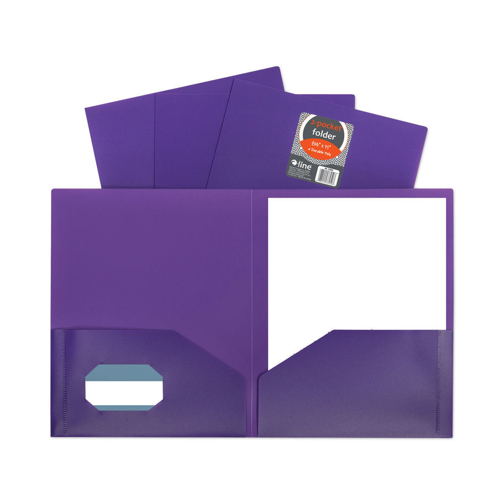 C-Line Two-Pocket Heavyweight Poly Portfolio Folder, 11 x 8.5, Purple ...