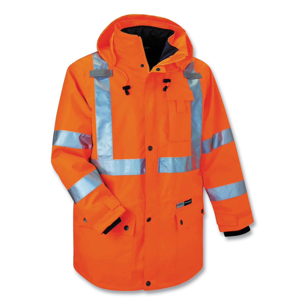 ergodyne GloWear 8385 Class 3 Hi-Vis 4-in-1 Jacket, X-Large, Orange ...
