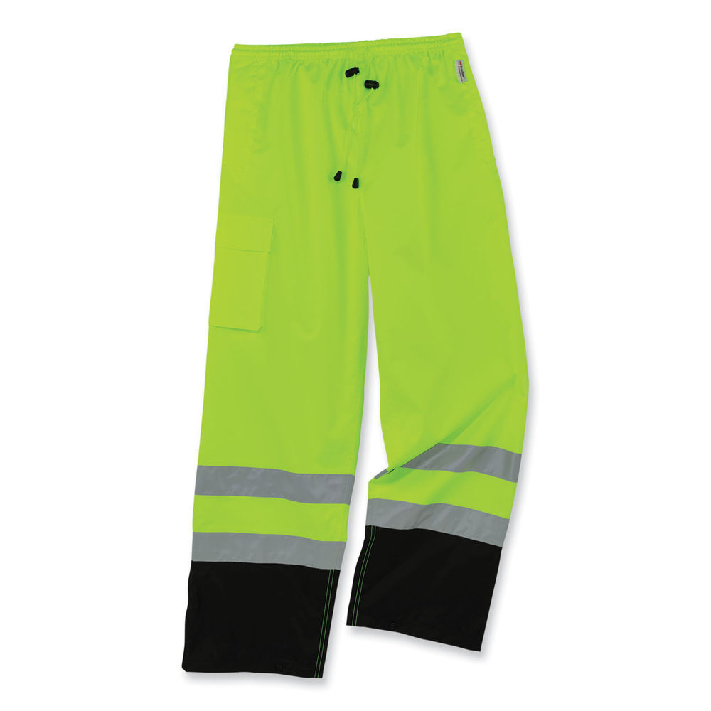 ergodyne GloWear 8915BK Class E Hi-Vis Rain Pants Black Bottom, X-Large, Lime, Ships in 1-3 ...