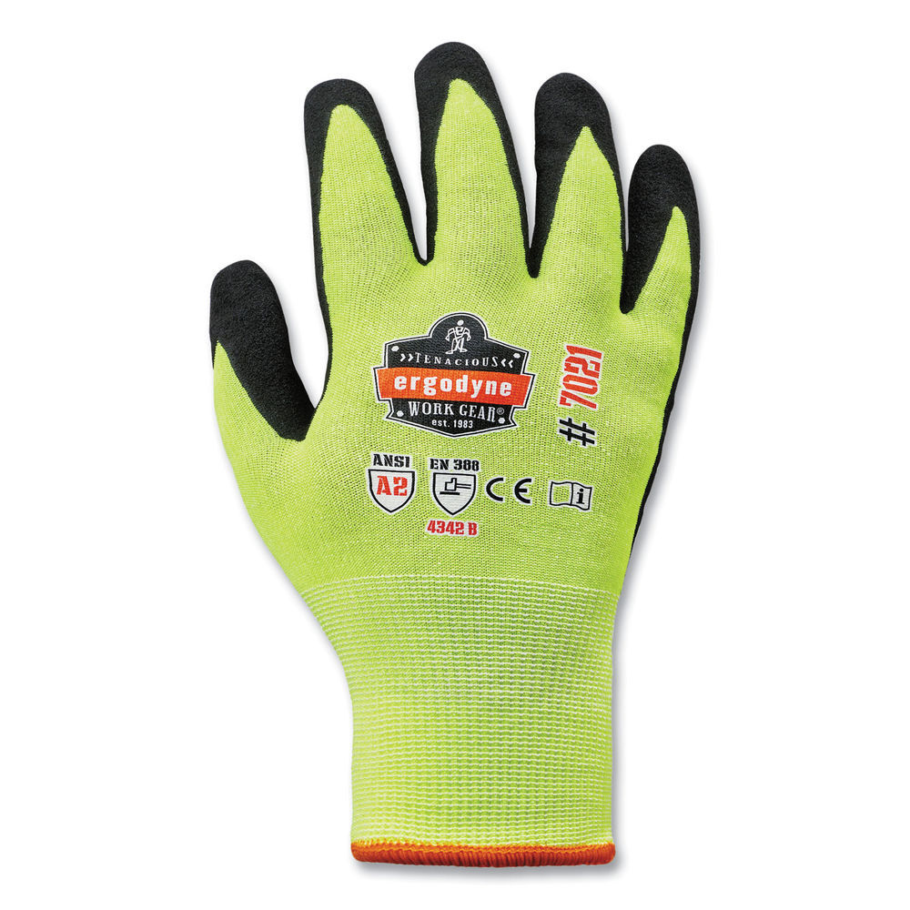 ergodyne ProFlex 7021 Hi-Vis Nitrile-Coated CR Gloves, Lime, Medium ...