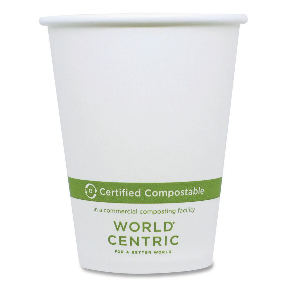 World Centric Double Wall Paper Hot Cups, 8 oz, White, 1,000/Carton ...
