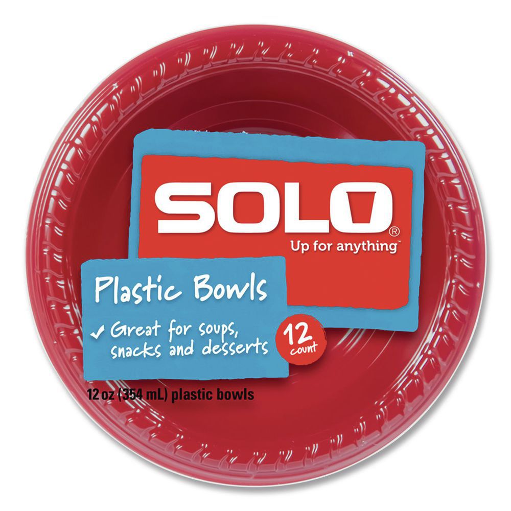 SOLO Party Plastic Premium Dinnerware, Bowl, 12 oz, White, 25/Pack ...