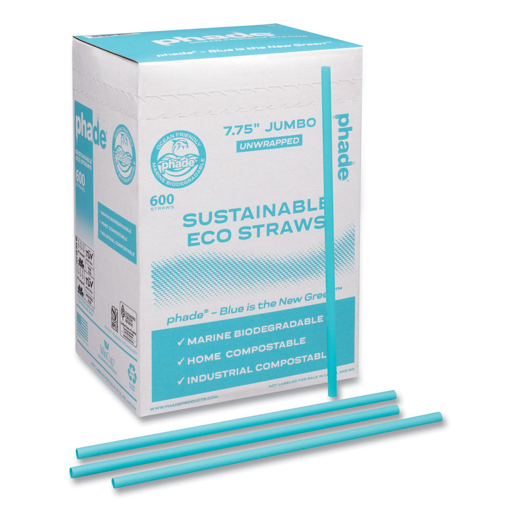 phade Marine Biodegradable Straws, 7.75", Ocean Blue, 6,000/Carton ...