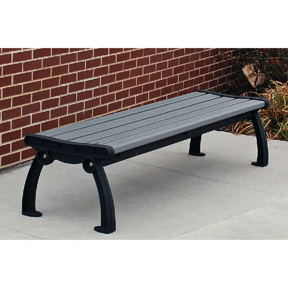 Frog Furnishings 4 ft. Gray Heritage Backless Bench with Black Frame