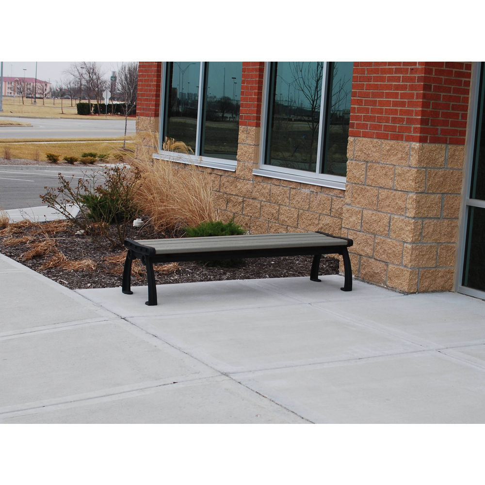 Frog Furnishings 8 ft. Gray Heritage Backless Bench with Black Frame