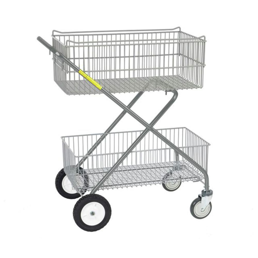 R&B Wire Foldable Double Basket Utility Cart