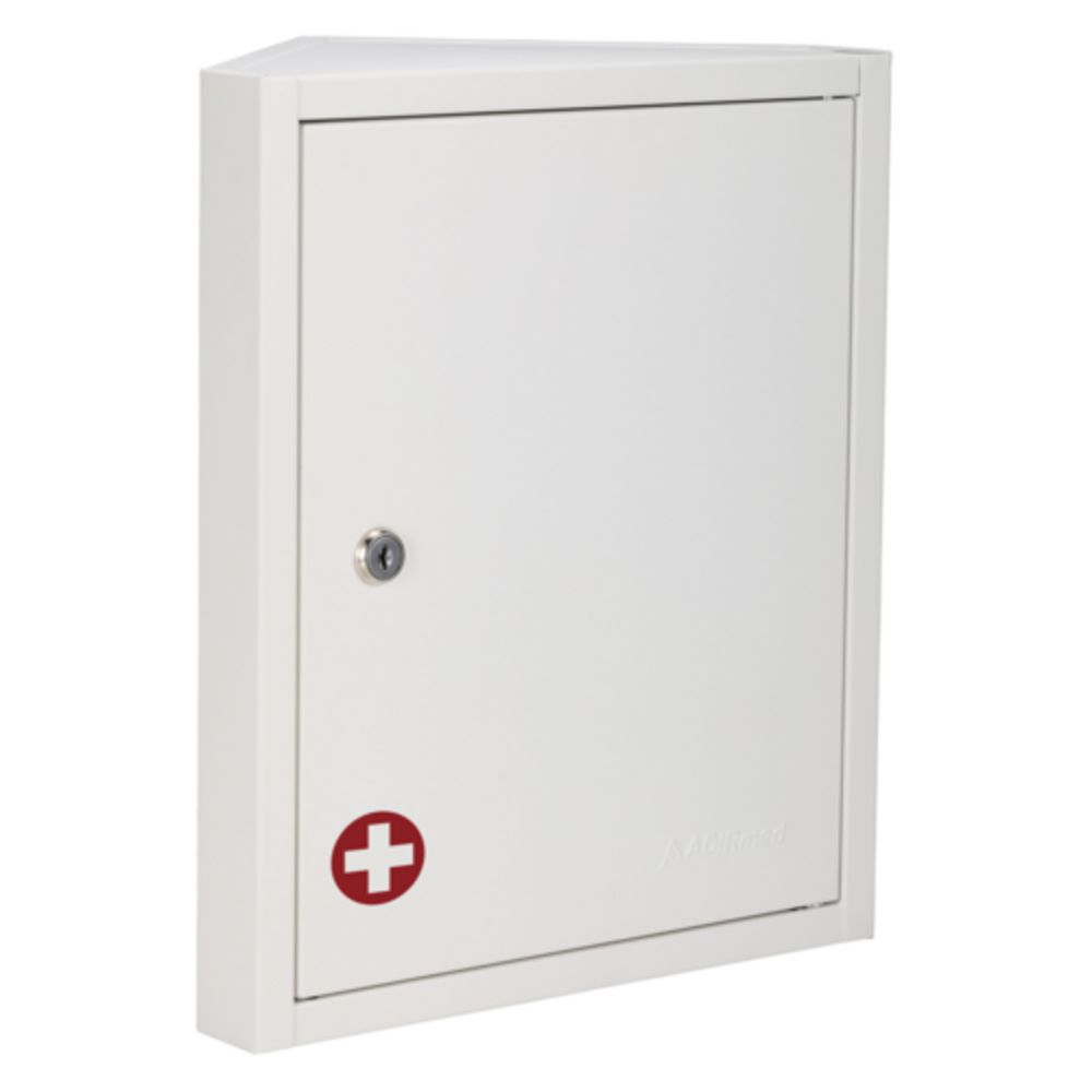 AdirMed Mountable Corner, Two-Shelf Locking Medical Cabinet