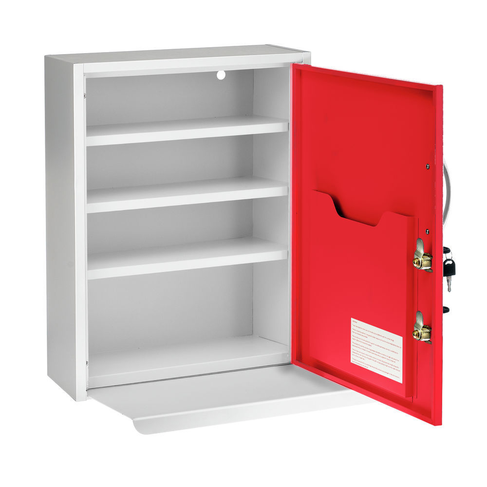 AdirMed Medicine Cabinet w/Pull-Out Shelf & Document Pocket, Red ...