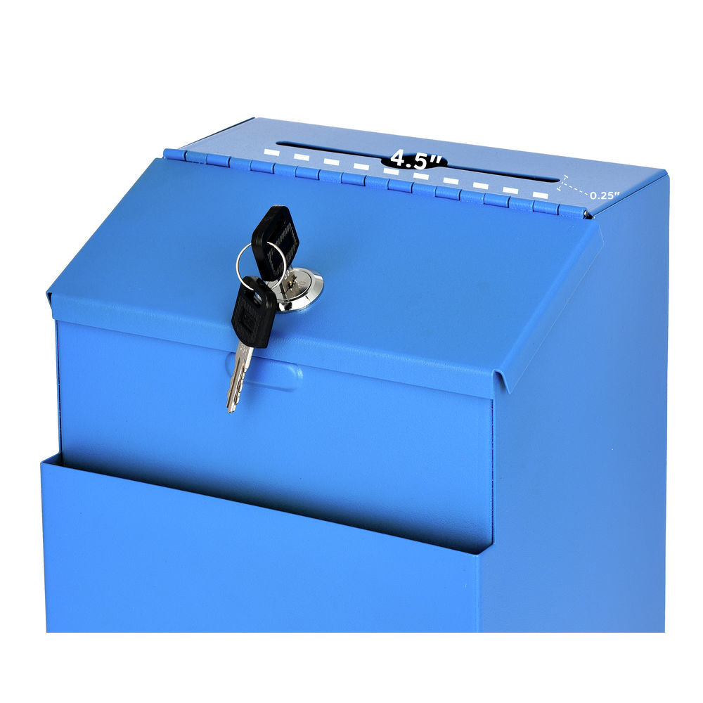 Adir Office Wall Mountable Steel Locking Suggestion Box, Blue
