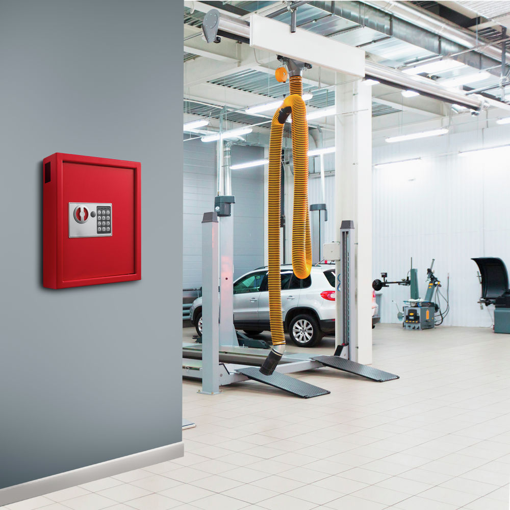 Adir Office 40-Key Steel Digital Lock Key Cabinet, Red