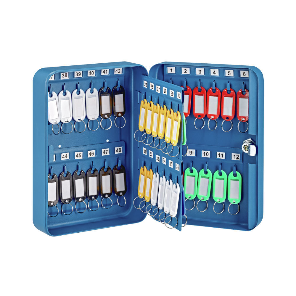 Adir Office 48 Key Steel Secure Cabinet with Key Lock, Blue