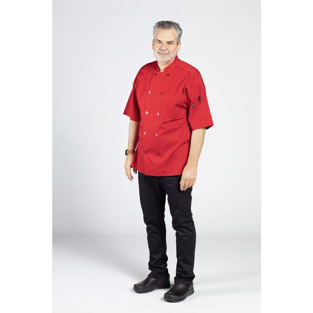 Winco Tapered Chef Men's Jacket, Red, 2XL