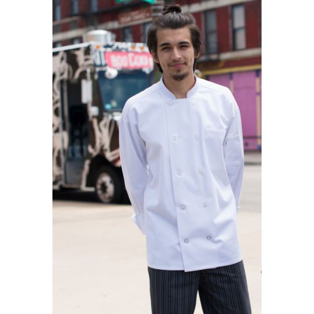 Uncommon Threads Moisture Wicking Coats,White,L Unisex chef coat mesh