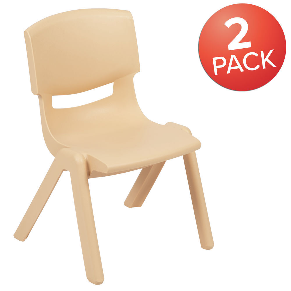Flash Furniture 2 Pack Natural Plastic Stackable School Chair with 10.5 ...