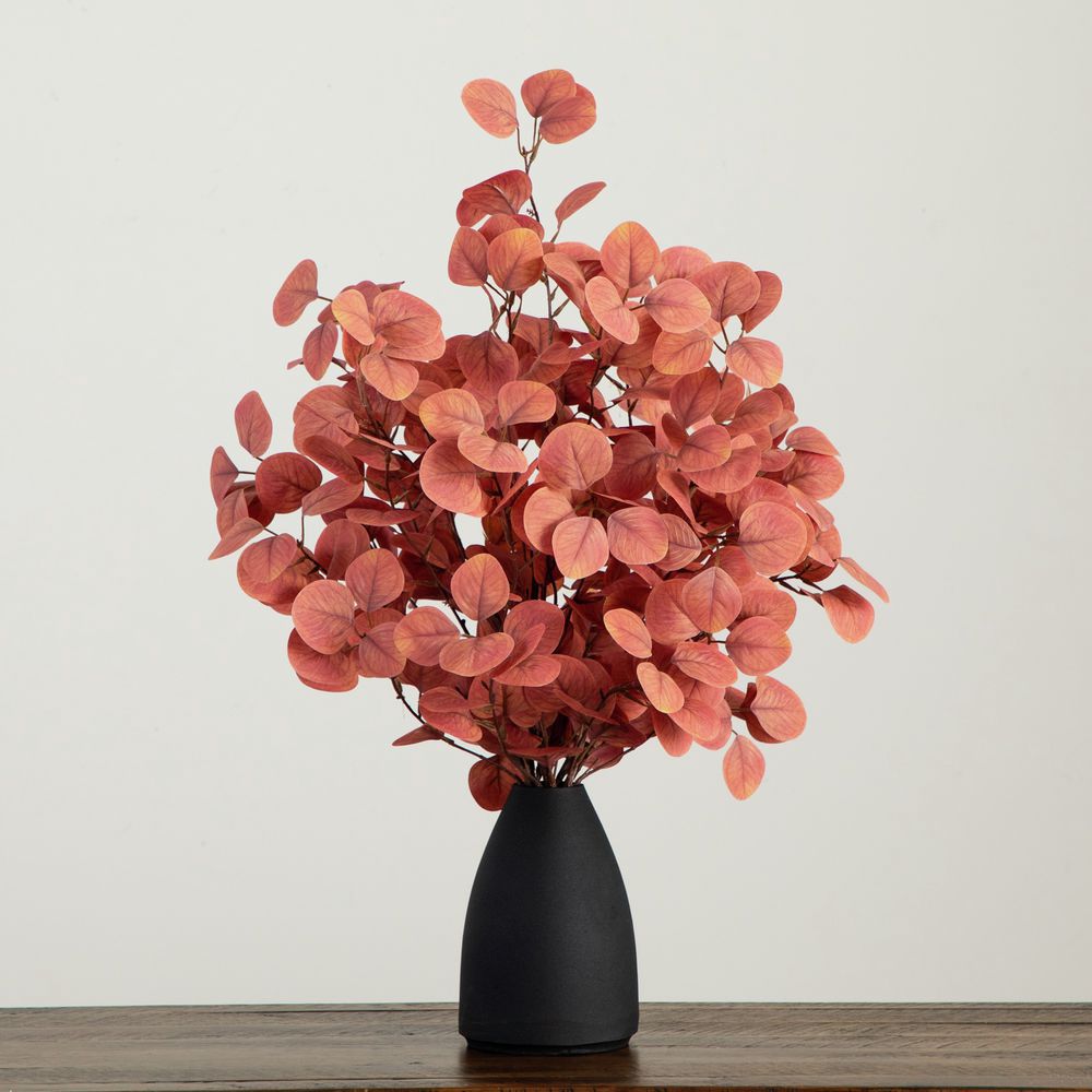 Nearly Natural 29 Artificial Fall Eucalyptus Arrangement in Black Vase