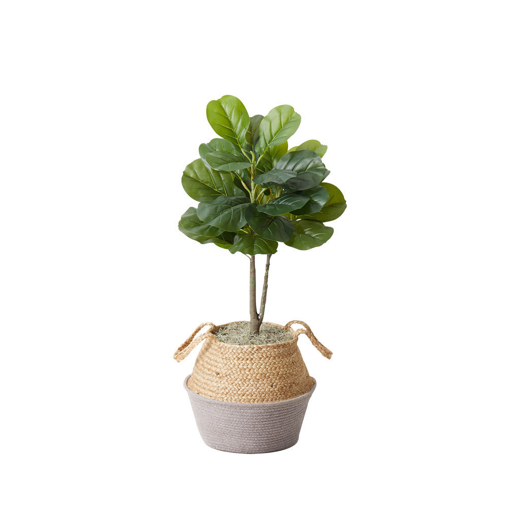 Nearly Natural 3' Artificial Fiddle Leaf Fig Tree w/Woven Basket DIY Kit