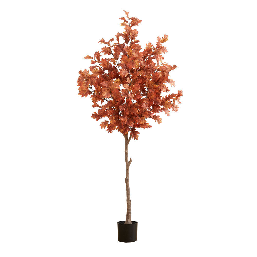 Nearly Natural 6' Artificial Fall Autumn Oak Tree