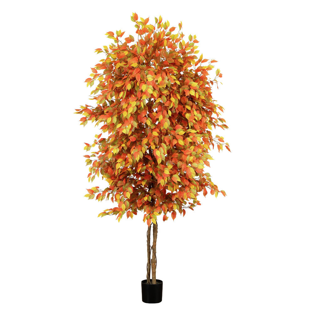 Nearly Natural 8' Autumn Ficus Artificial Fall Tree