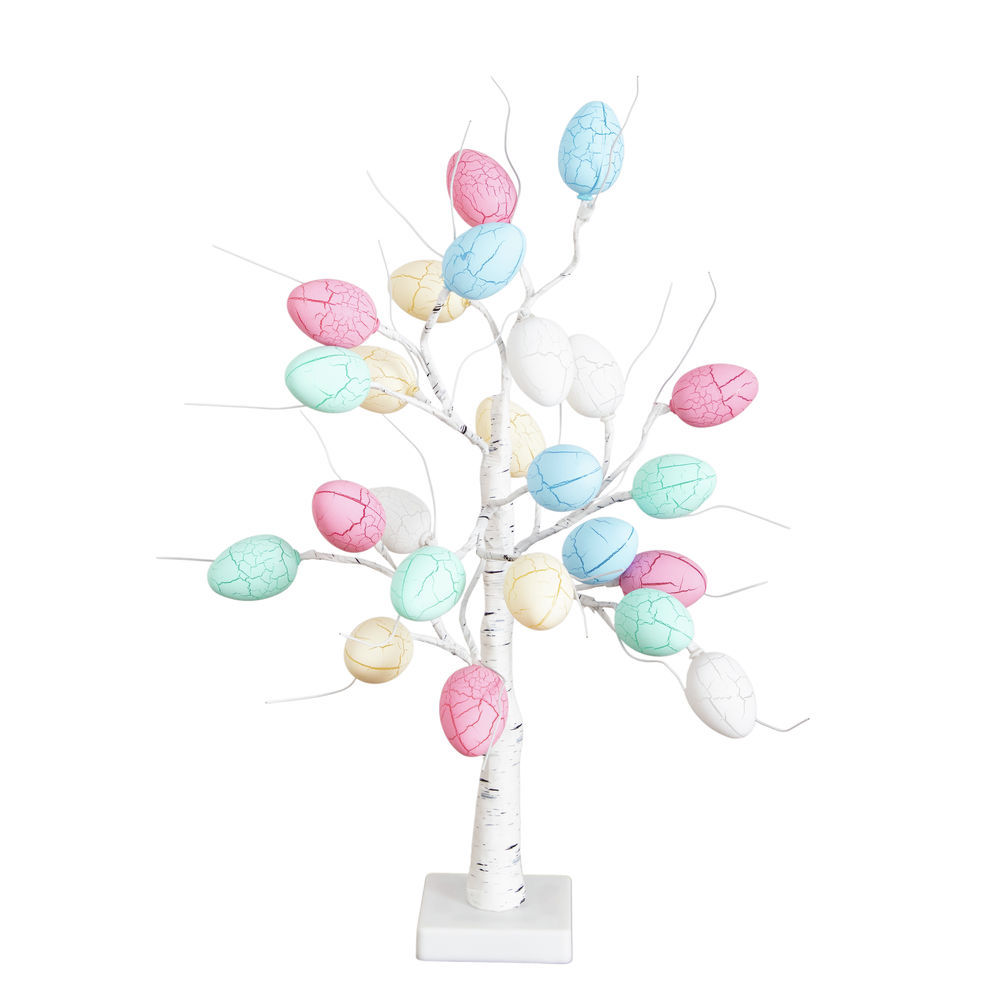 Nearly Natural 2-ft Pre-Lit Artificial Easter Egg Twig Tree with 24 LED ...