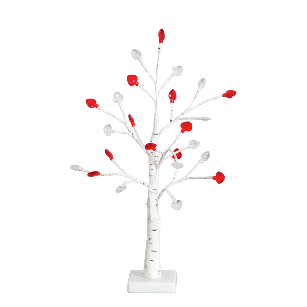 Nearly Natural 2-ft Pre-Lit Valentine's Day Twig Tree with 24 Red ...