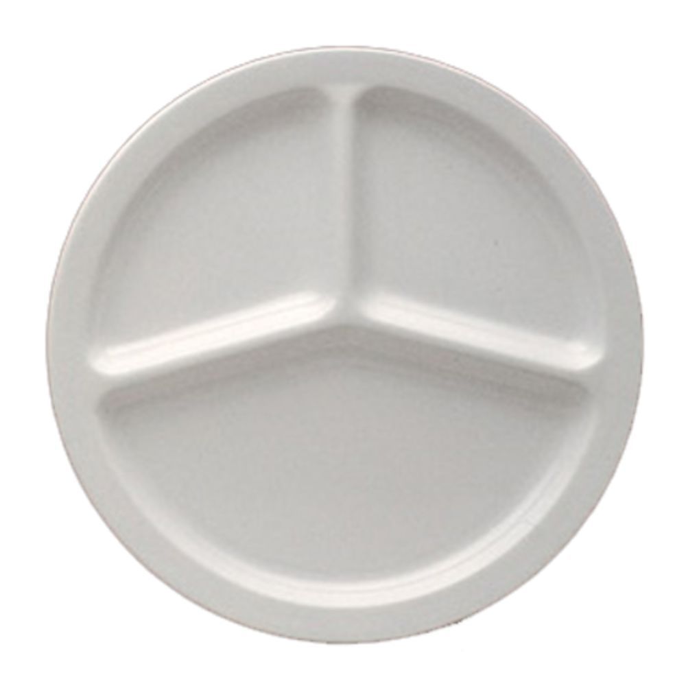Yanco Nessico Melamine 10" 3-COMPARTMENT PLATE WHITE - 24 per case